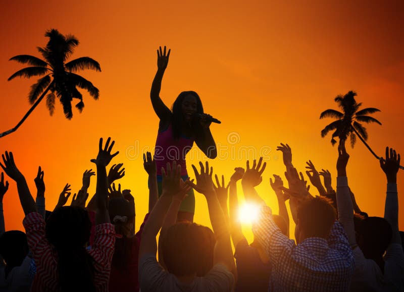 People Enjoying Music Festival Outdoors Stock Photo - Image of people ...