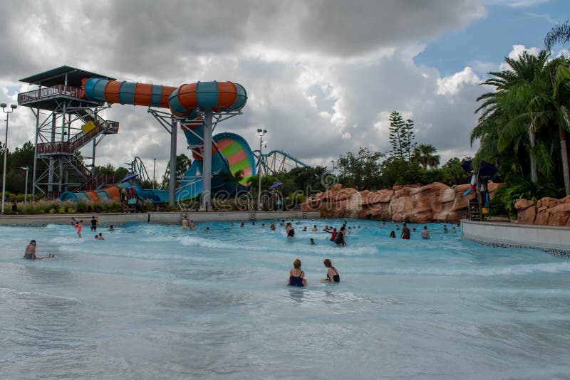 People Enjoying Pool with Waves at Aquatica 3. Editorial Stock Image ...