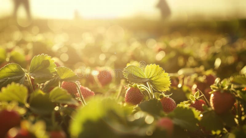 People Enjoying Strawberry Picking As a Fun Farm Activity. Stock Image ...