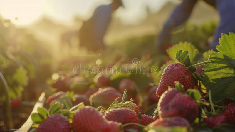 People Enjoying Strawberry Picking As a Fun Farm Activity. Stock Image ...