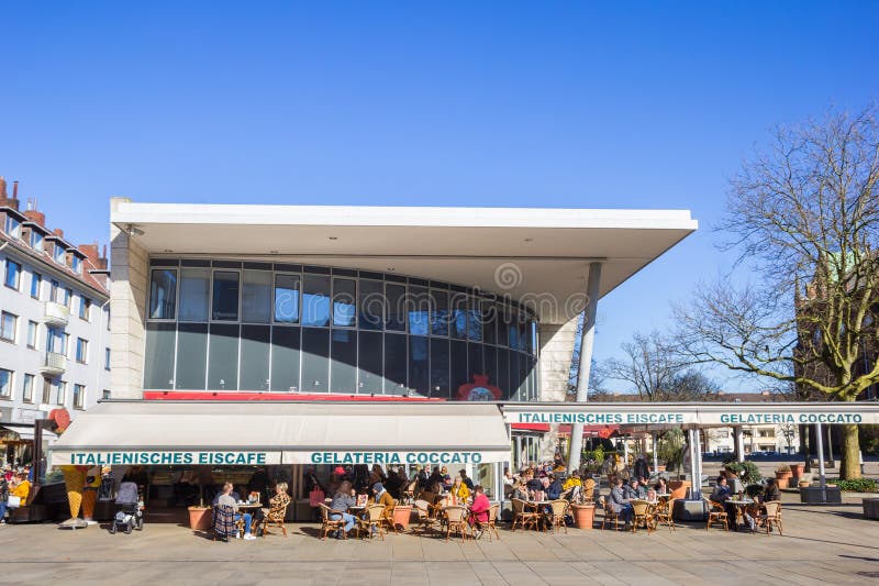 People Enjoying the Sun at an Ice Cream Cafe in Bremerhaven Editorial ...
