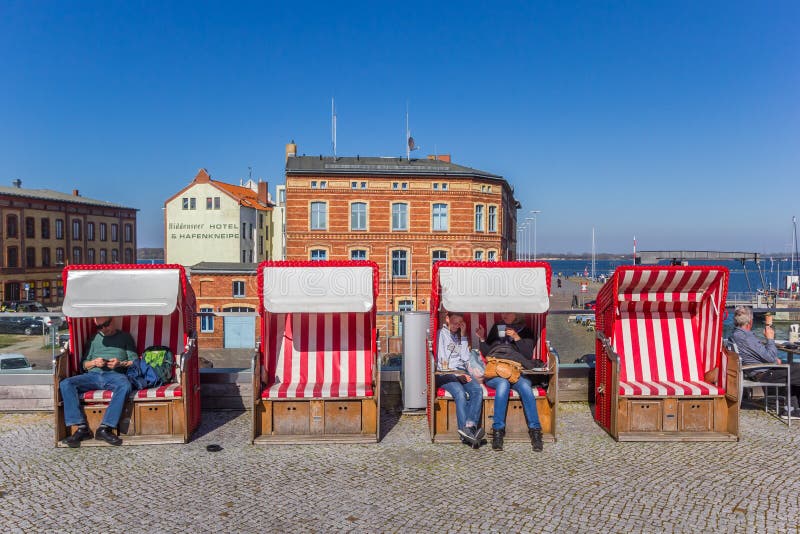 People Enjoying the Sun in Raditional Beach Chairs in Stralsund ...
