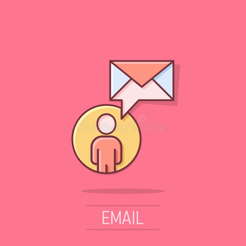 People with Envelope Icon in Comic Style. Email Receive Cartoon Vector ...