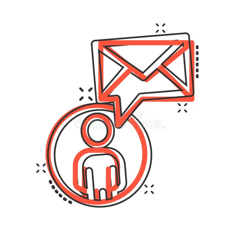 People with Envelope Icon in Comic Style. Email Receive Cartoon Vector ...