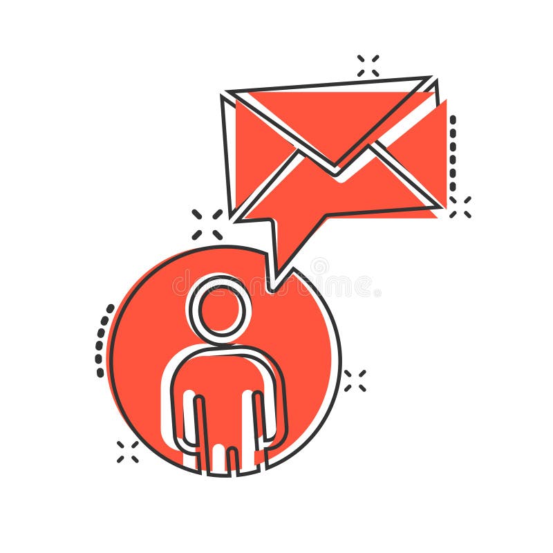 People with Envelope Icon in Comic Style. Email Receive Cartoon Vector ...