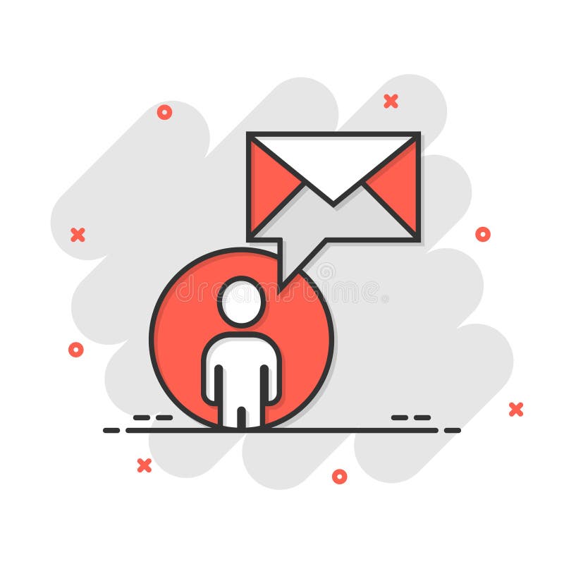 People with Envelope Icon in Comic Style. Email Receive Cartoon Vector ...