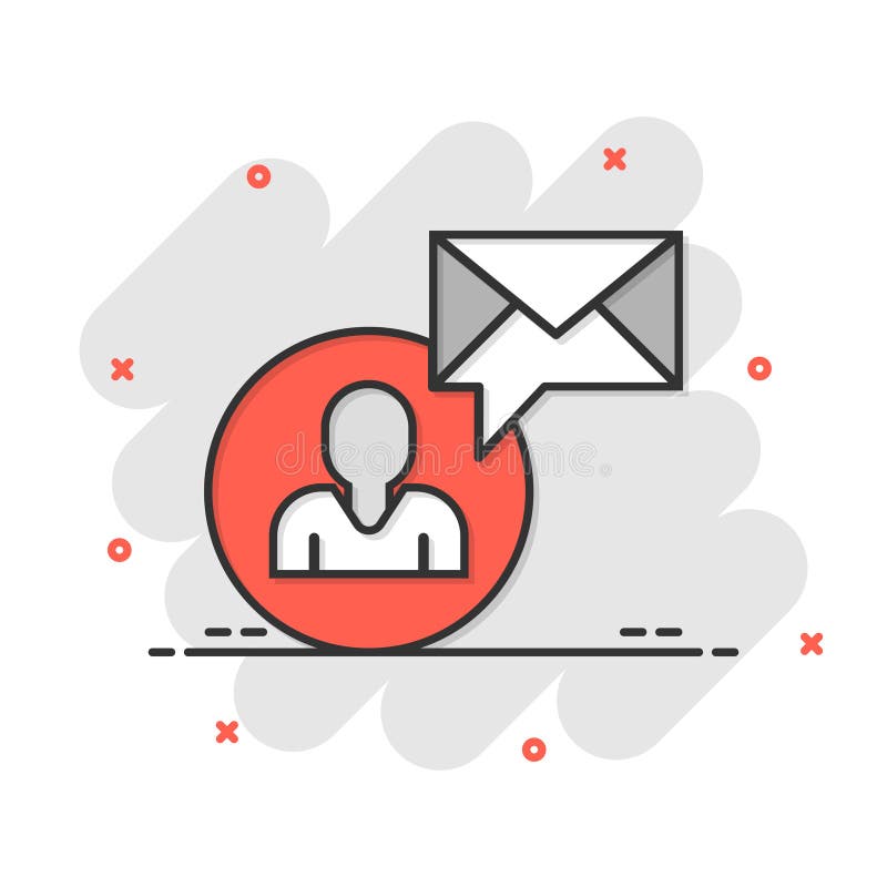 People with Envelope Icon in Comic Style. Email Receive Cartoon Vector ...