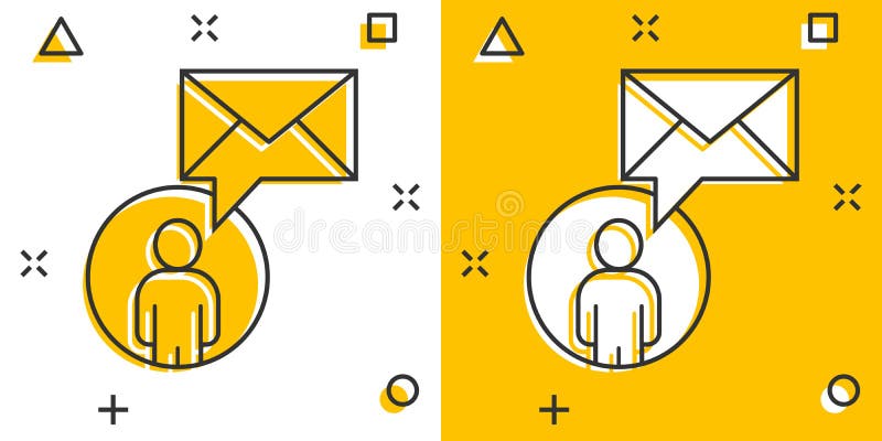 People with Envelope Icon in Comic Style. Email Receive Cartoon Vector ...