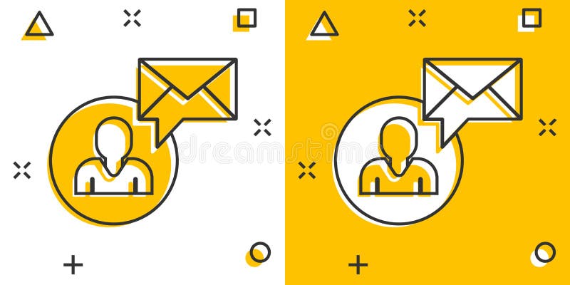 People with Envelope Icon in Comic Style. Email Receive Cartoon Vector ...