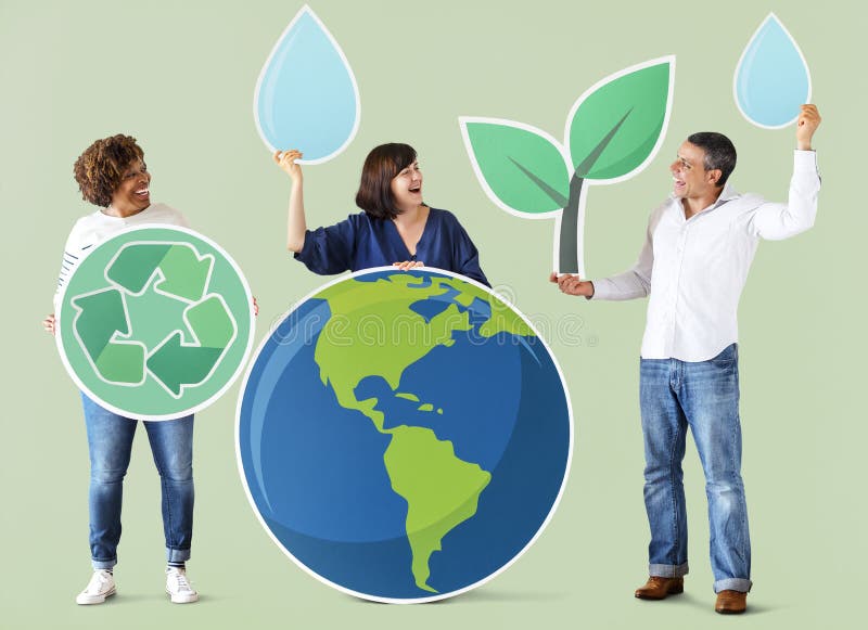 People with Environment and Recycling Icons Stock Photo - Image of ...