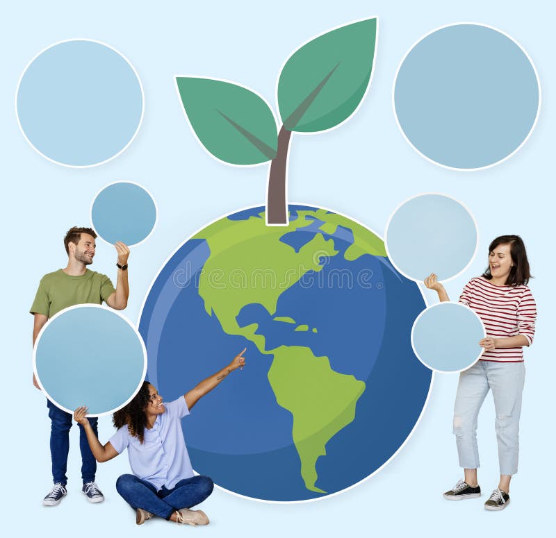 People and Environmental Conservation Icon Stock Image - Image of group ...