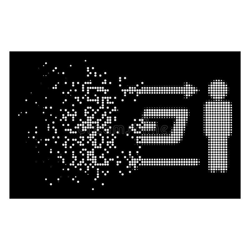 White Dispersed Pixelated Halftone People Exchange Dash Icon Stock ...