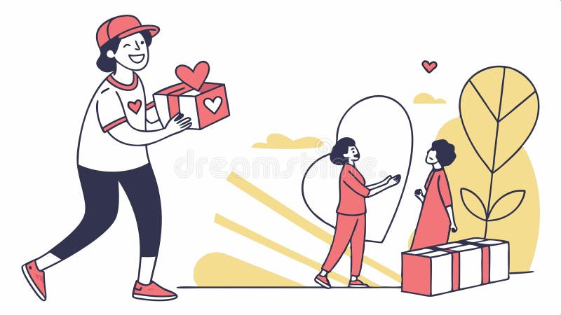 People Exchanging a Gift Box, Celebration and Giving Vector Design ...