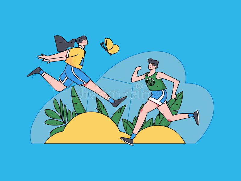 People Exercising Healthy Running Vector Internet Operation ...