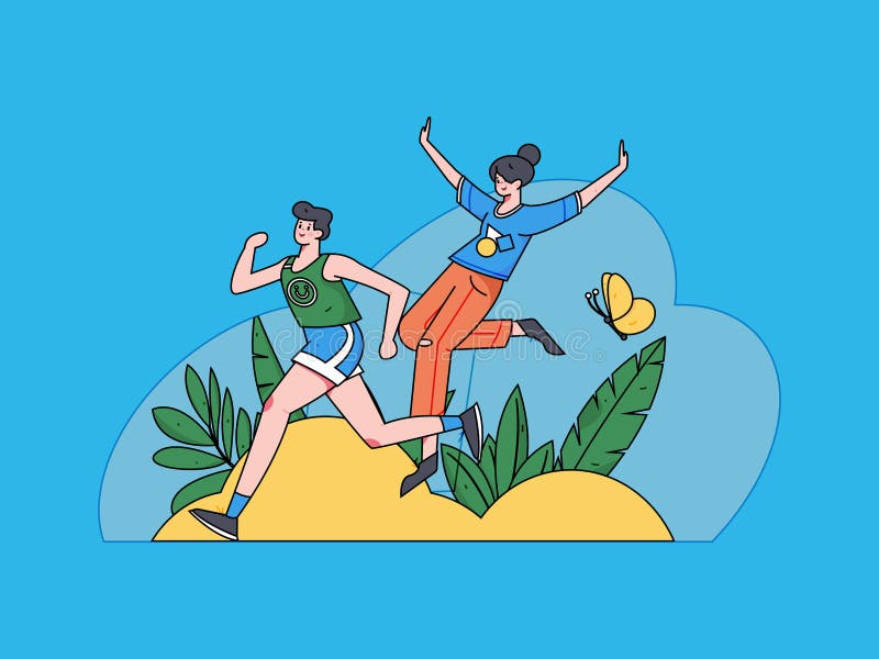 People Exercising Healthy Running Vector Internet Operation ...