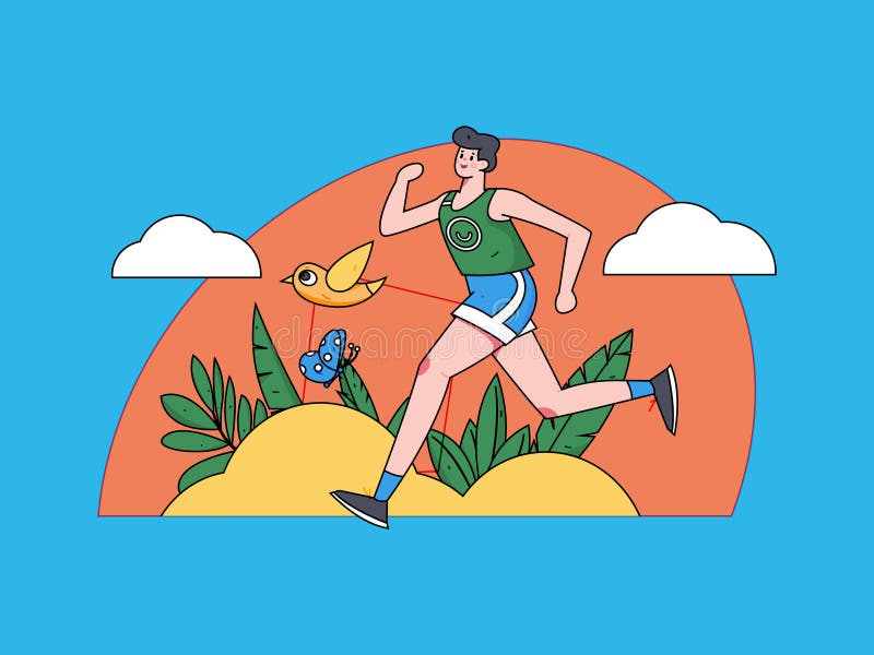 People Exercising Healthy Running Vector Internet Operation ...