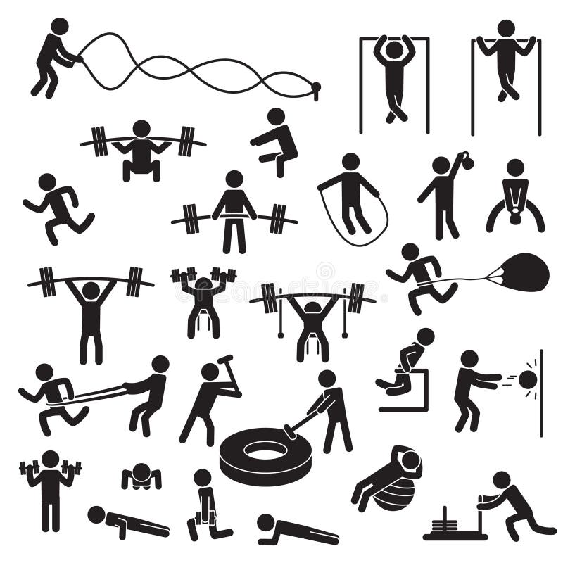 People Exercising Icon Set. Vector Stock Vector - Illustration of ...