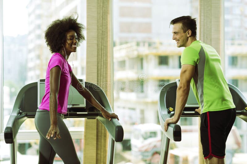 People Exercisinng a Cardio on Treadmill Stock Image - Image of active ...