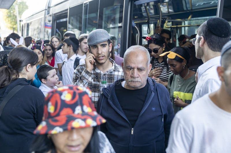 People Exit the Tram in a Dense Crowd Editorial Stock Image - Image of ...