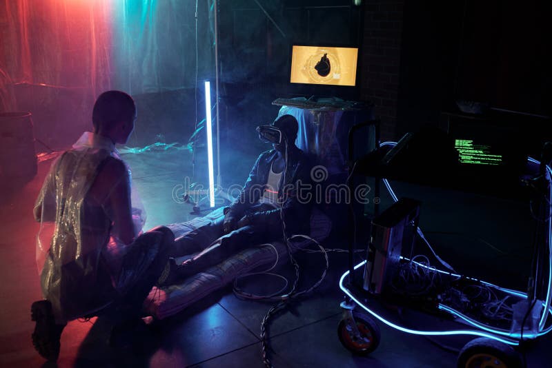 People Exploring the Artificial Intelligence in Studio Stock Photo ...