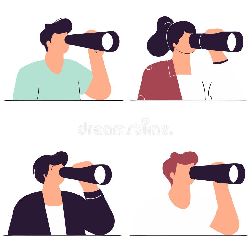 People Exploring with Telescopes Stock Vector - Illustration of icon ...
