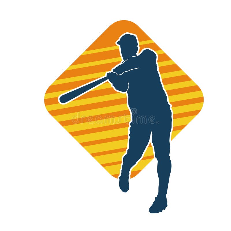 Silhouette of a Male Baseball Batter Player in Action Pose. Stock ...