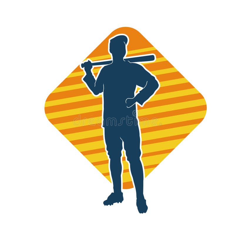 Silhouette of a Male Baseball Batter Player in Action Pose. Stock ...