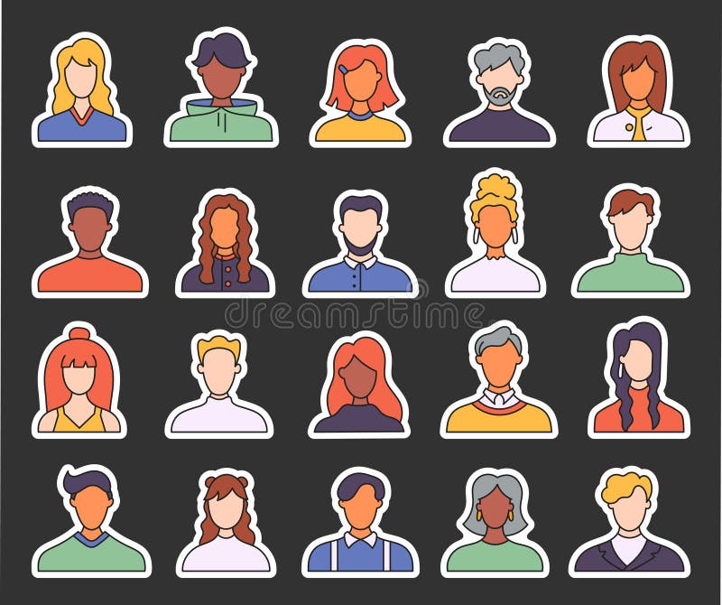 People Face Avatars. Sticker Bookmark Stock Vector - Illustration of ...