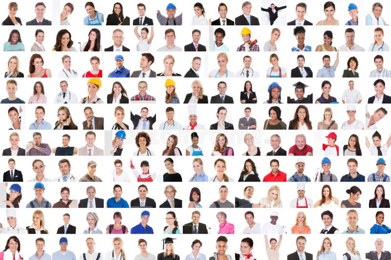 People Face Collage. Young Adults Group Headshots Stock Image - Image ...