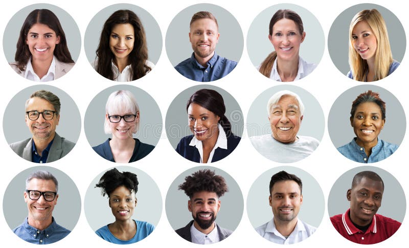 People Face Headshot Collage Stock Image - Image of multicultural ...