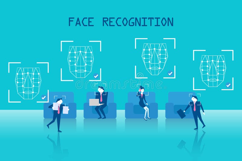People with Face Recognition Stock Vector - Illustration of female ...