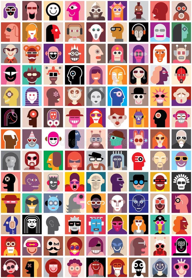 People faces collage stock vector. Illustration of portrait - 46065994