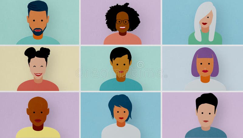 People faces screen stock illustration. Illustration of teams - 242385988
