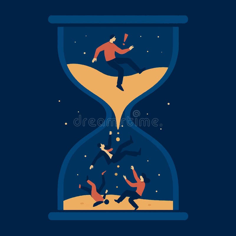 People Falling through Hourglass Sand, Symbolizing the Passage of Time ...