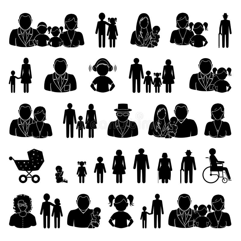 People Family icons set stock vector. Illustration of male - 35404410