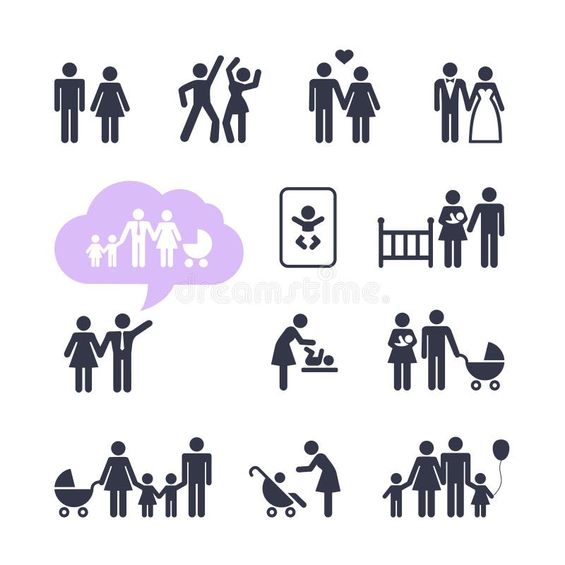 People Family Pictogram. Set Stock Vector - Illustration of female ...