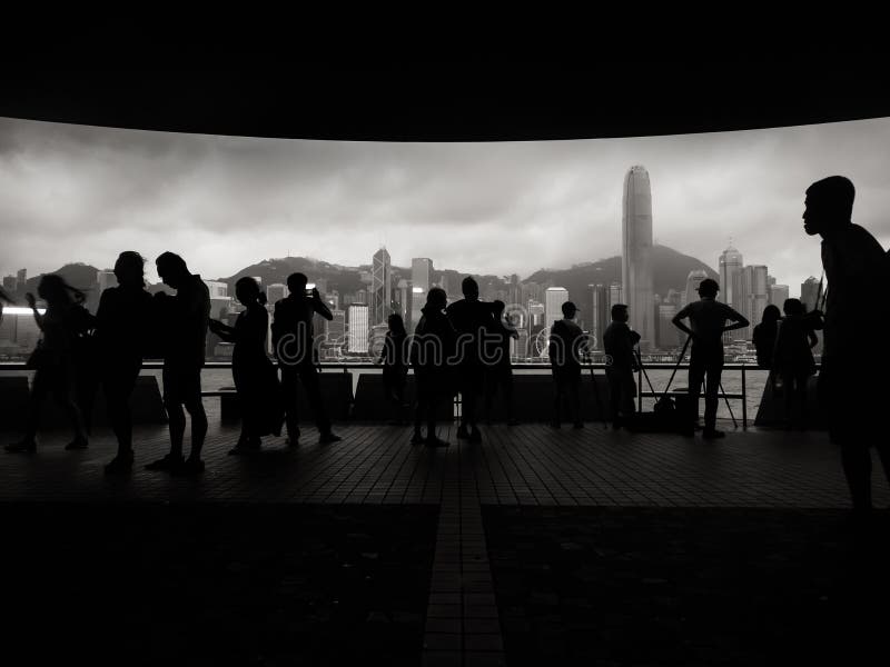 People with Famous Viewpoint at Victoria Harbour. Stock Photo - Image ...