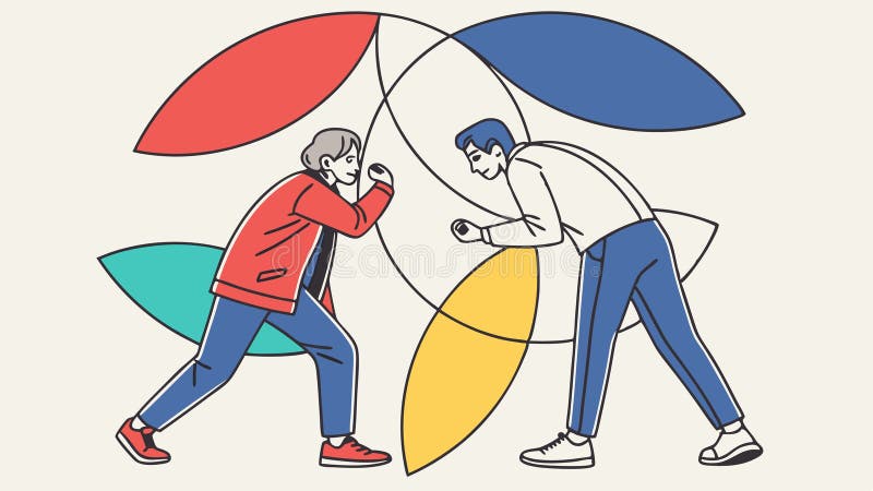 People Fighting with Abstract Shapes, Conflict and Resolution, Vector ...