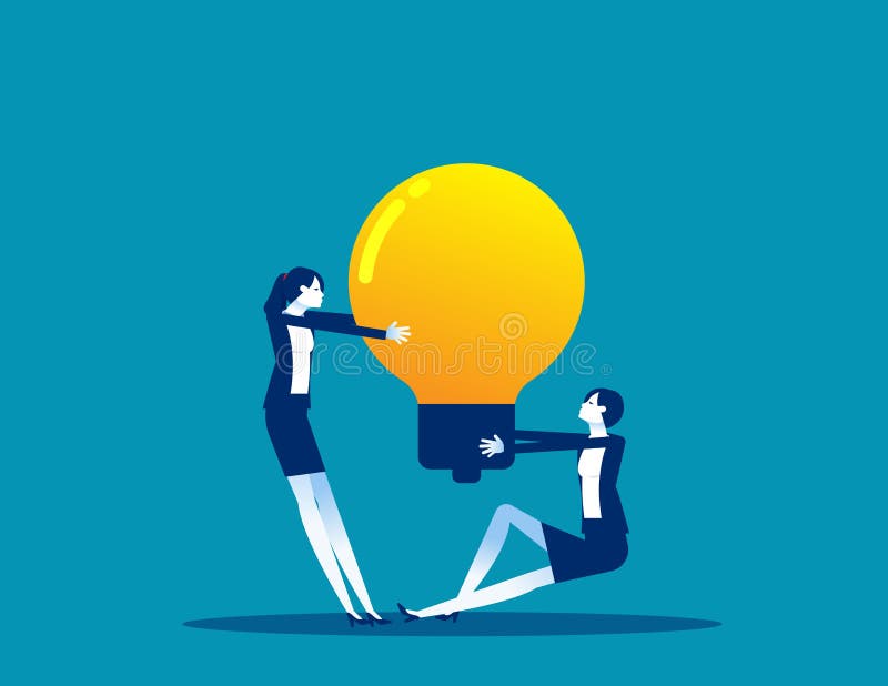 People Fighting for the Light Bulb. Business Competition Stock Vector ...