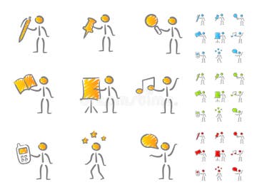 People Figures with Attributes Scribble Stock Vector - Illustration of ...