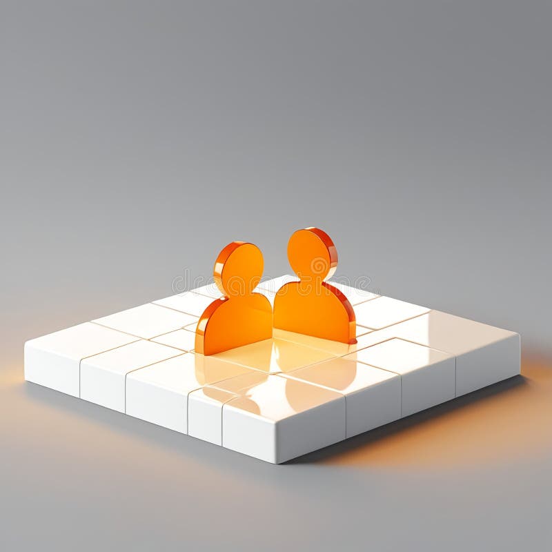 People Figures Standing on Tiled Platform in Orange Stock Illustration ...