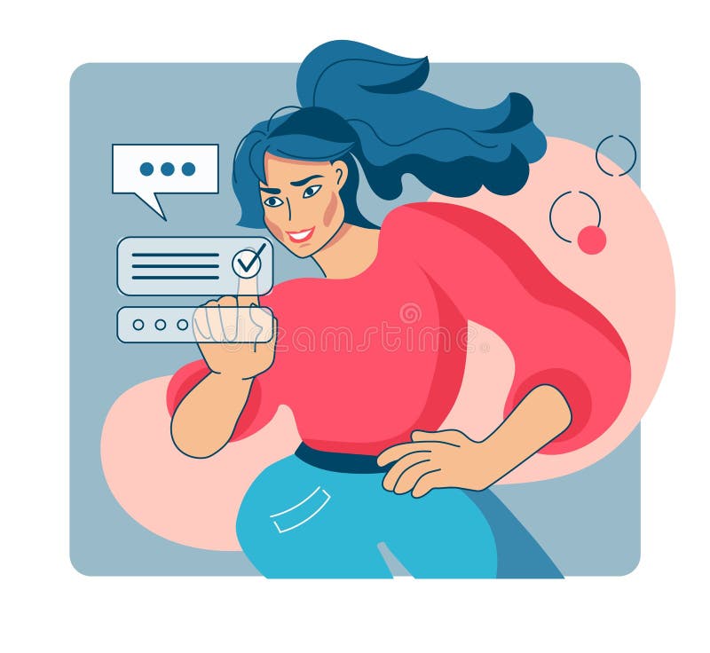 People Fill Out. Woman Putting Checkmarks. Agenda Checklist. Online ...