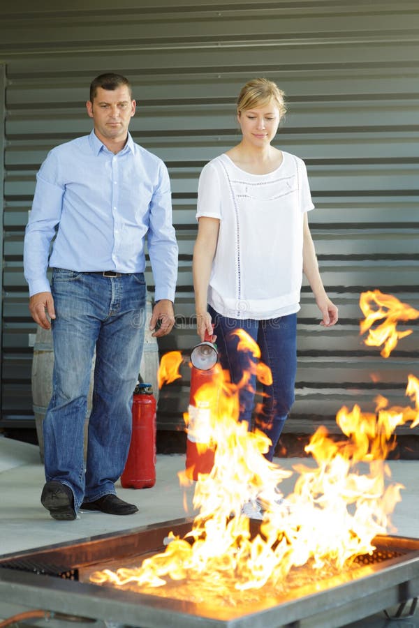 People during Fire Extinguishing Exercise Stock Photo - Image of ...