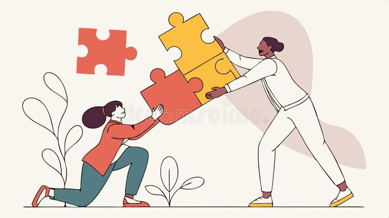 People Fitting Puzzle Pieces, Teamwork and Solution, Collaboration ...