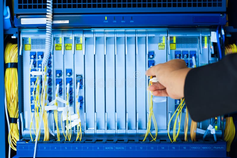 People Fix Core Switch in Network Room Stock Photo - Image of network ...