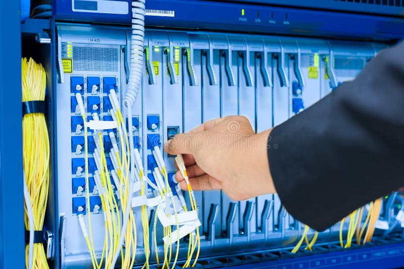 Switch and network cable stock photo. Image of industrial - 4612436