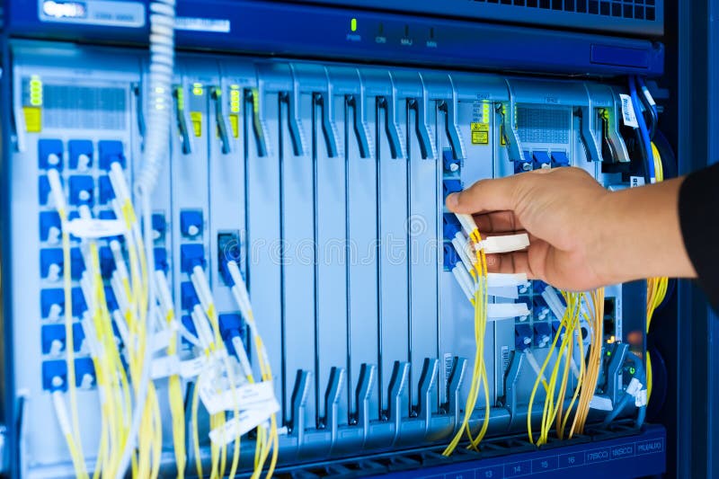 People Fix Core Switch in Network Room Stock Photo - Image of indoors ...