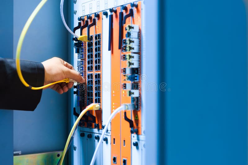 People Fix Core Switch in Network Room Stock Image - Image of safety ...