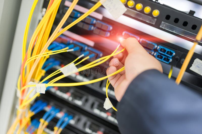 People Fix Core Switch in Network Room Stock Photo - Image of engineer ...