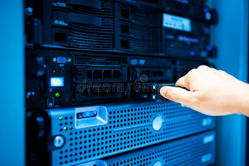 Man Fix Server Network in Data Center Room Stock Photo - Image of ...